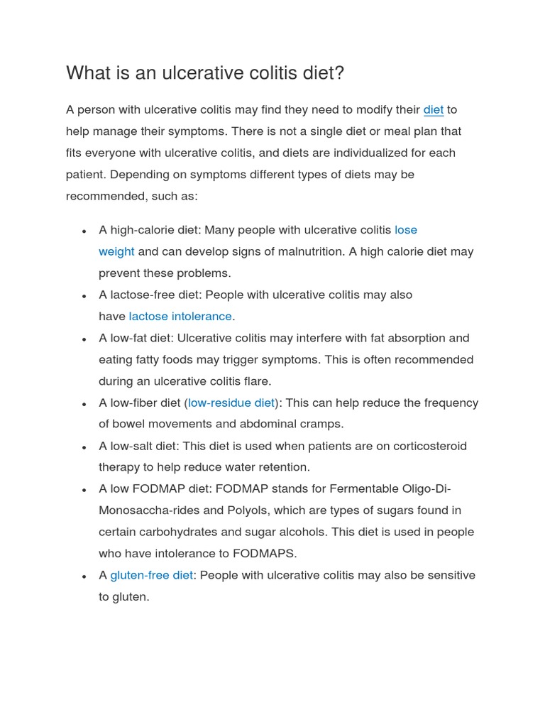 What Is An Ulcerative Colitis Diet | PDF | Dieting | Nutrition