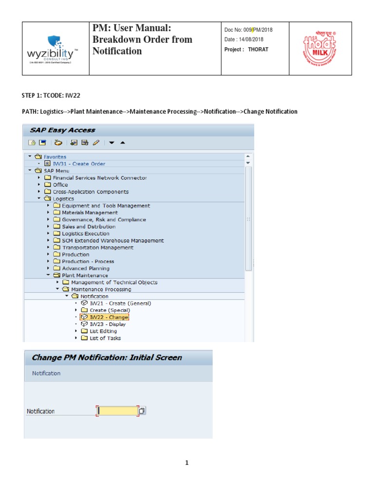 SAP PM User Manual | PDF