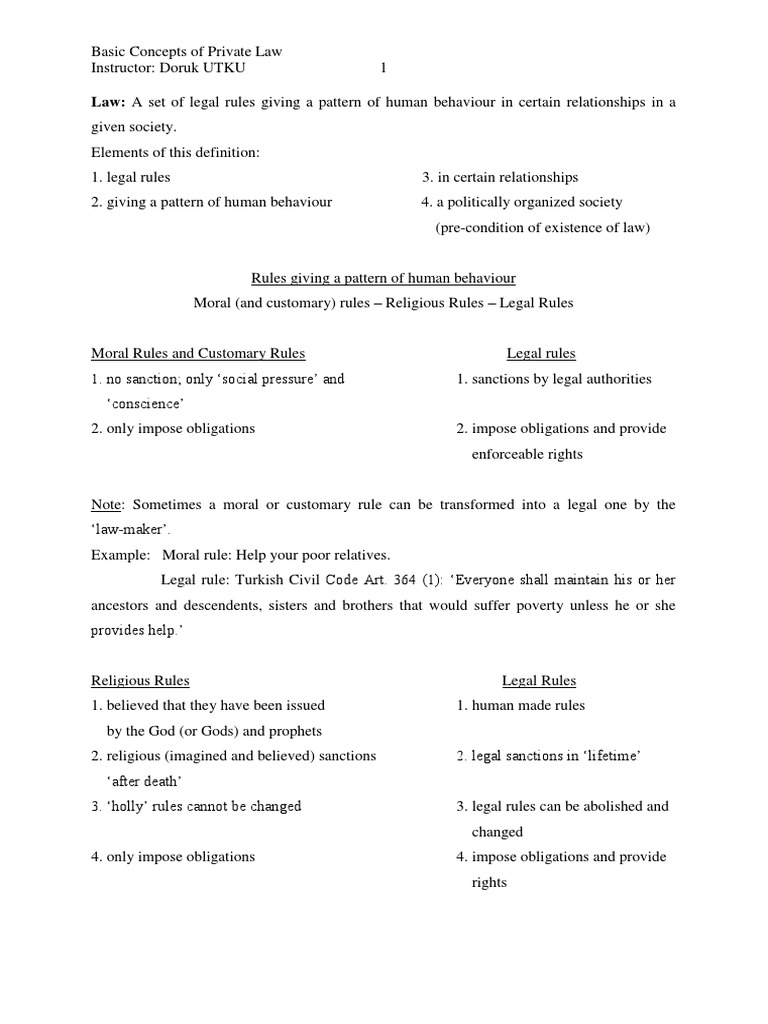 Basic Concepts of Law-I | PDF | Statutory Interpretation | Civil Law ...