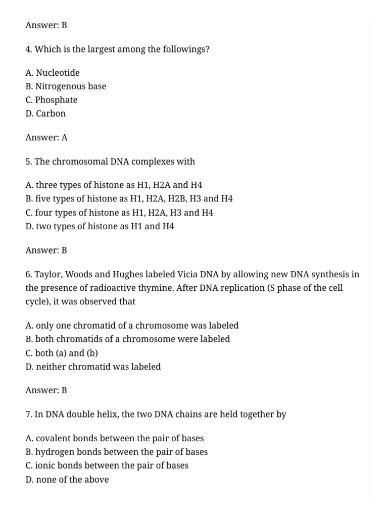 50 TOP DNA STRUCTURE Questions and Answers PDF 2019 | PDF | Dna ...