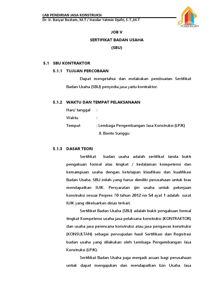 LAPORAN JOB V LPJK Baru | PDF | Teknologi & Rekayasa