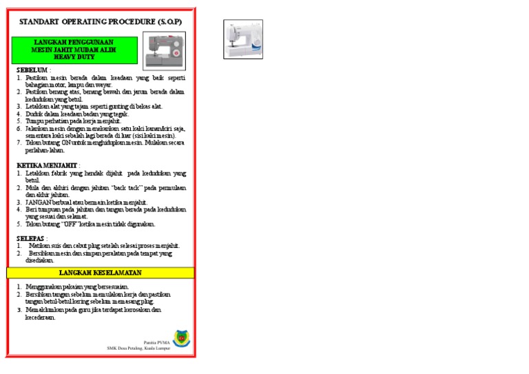 Sop Mesin Jahit Industri | PDF