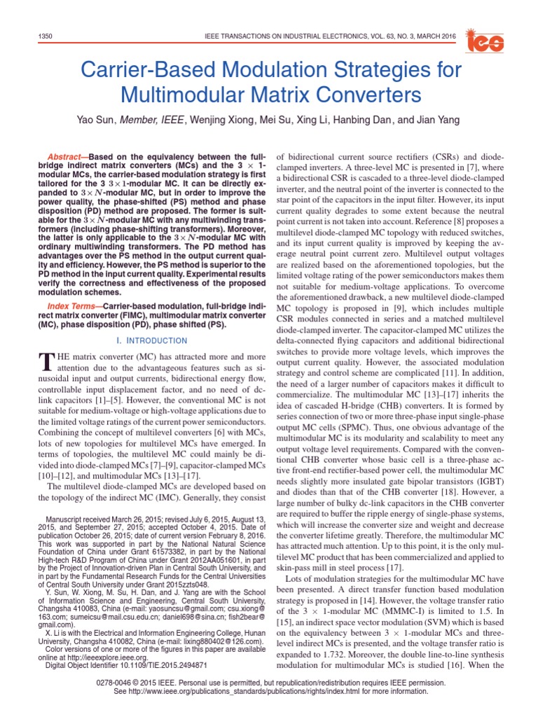 2016 Carrier Based Modulation Strategies For Multimodular Matrix