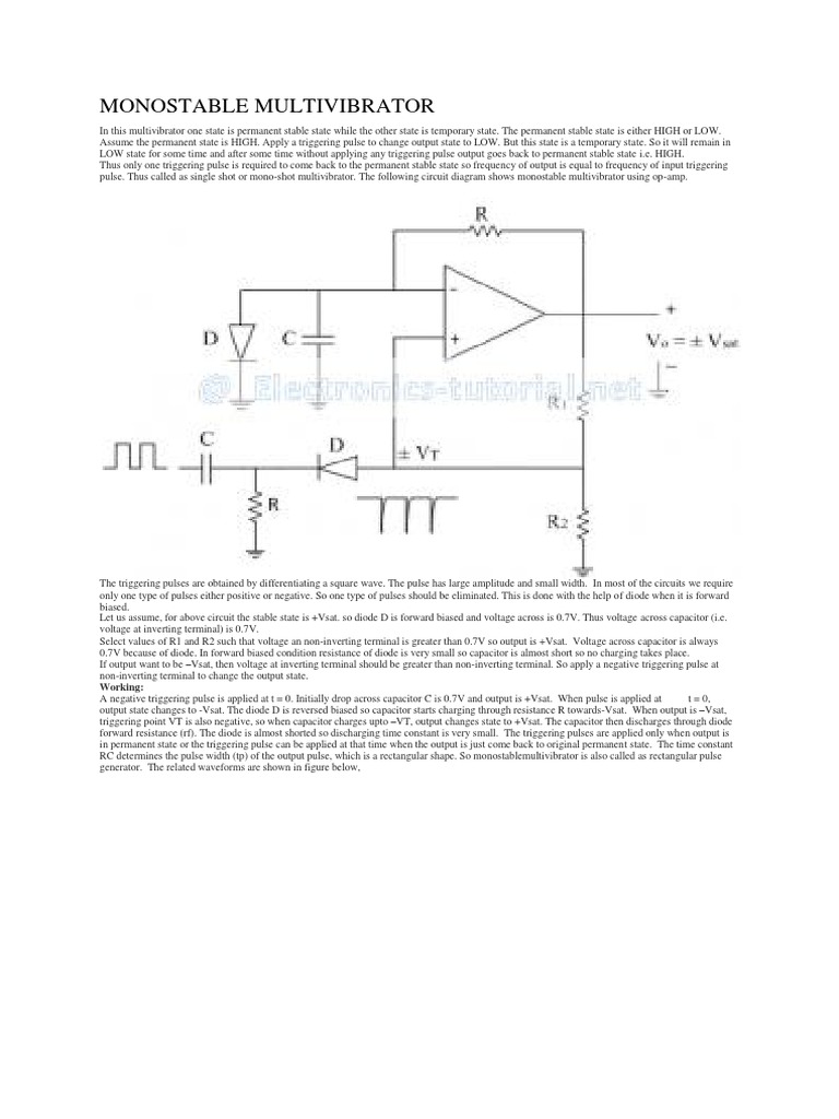 Monostable Multivibrator | PDF | Electrical Circuits | Physical Quantities
