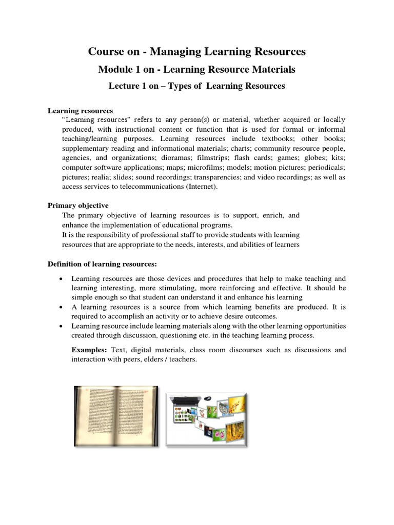 Types of Learning Resources PDF | PDF | Primary Sources | Biography