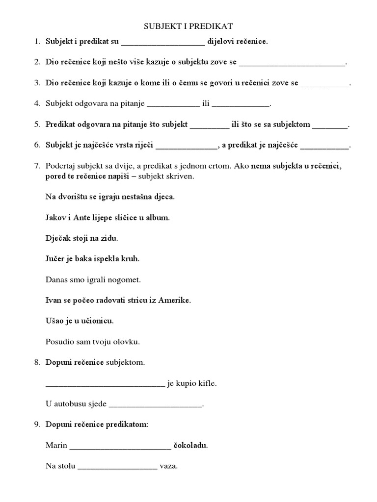 Subjekt I Predikat 1 | PDF