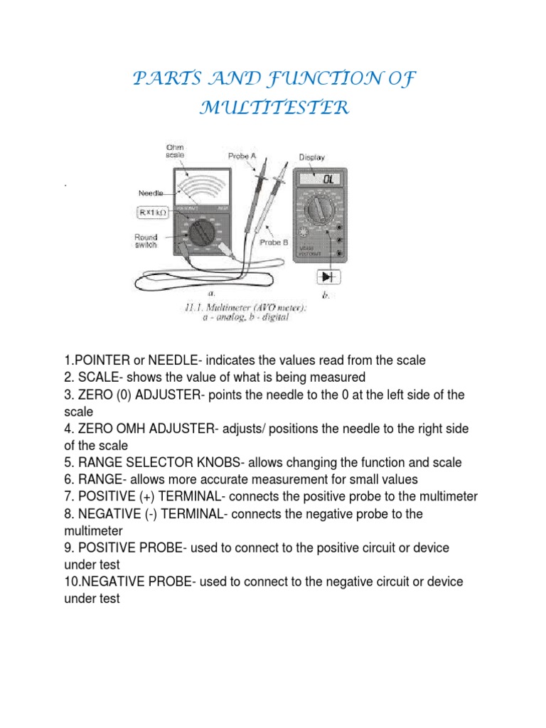 Parts and Function of Multitester | PDF