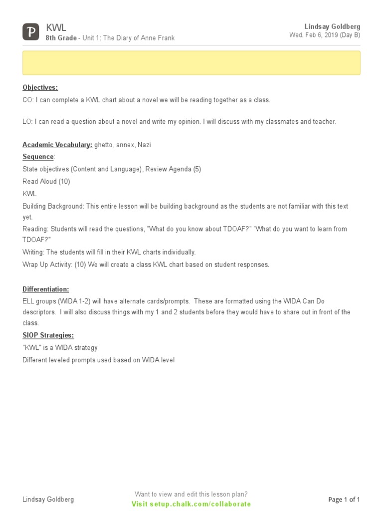 Lindsay Goldberg 8th Grade - Unit 1: The Diary of Anne Frank | Download ...