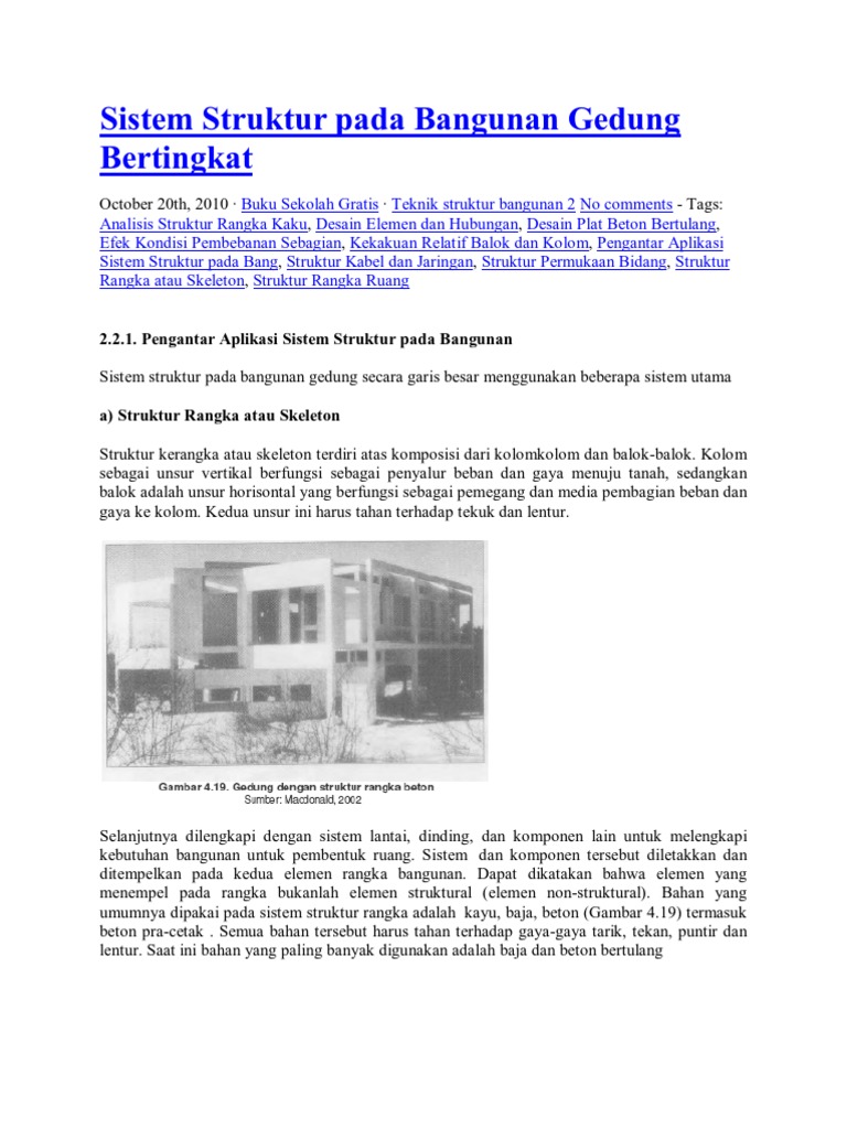 Sistem Struktur Pada Bangunan Gedung Bertingkat | PDF