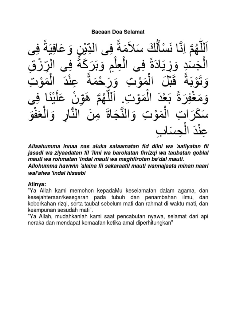 Bacaan Doa Selamat | PDF