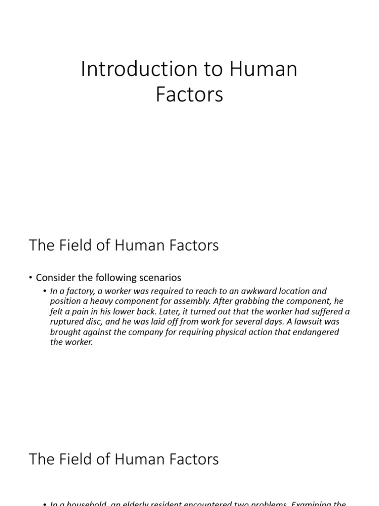 Introduction To Human Factors | PDF | Human Factors And Ergonomics | Design