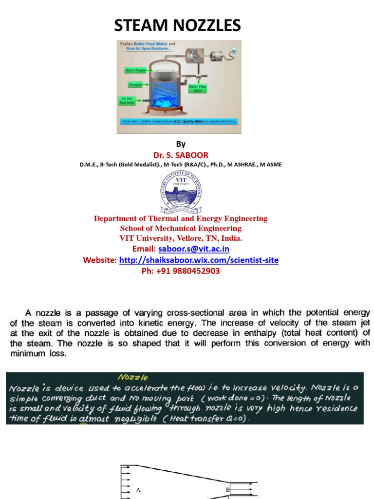 Steam Nozzles: Dr. S. Saboor | PDF