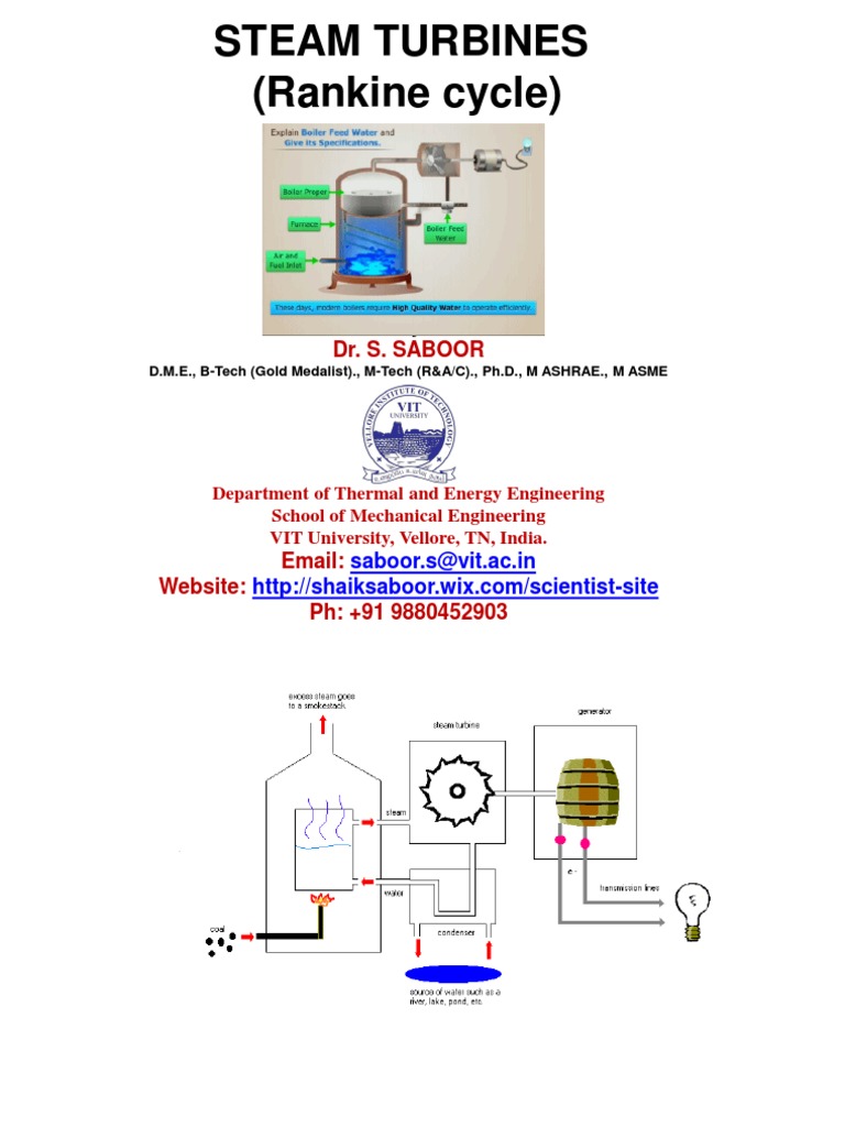 Steam Turbines (Rankine Cycle) : Dr. S. Saboor | PDF | Nature ...