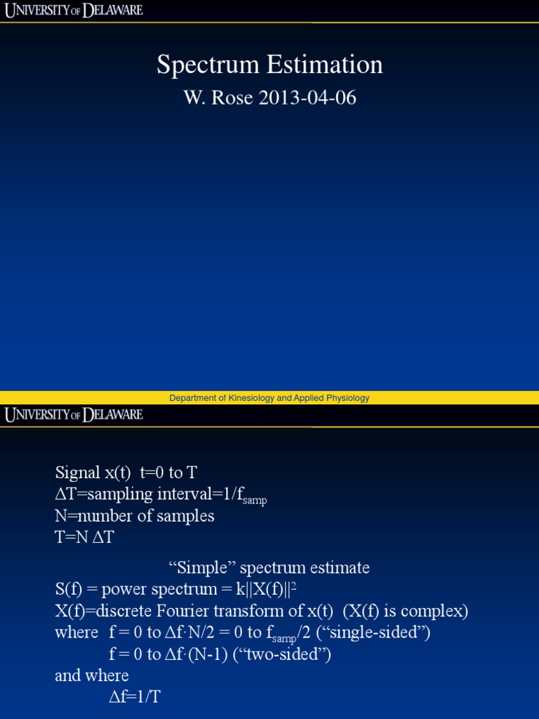 Spectrum Estimation Pdf Spectral Density Fourier Analysis