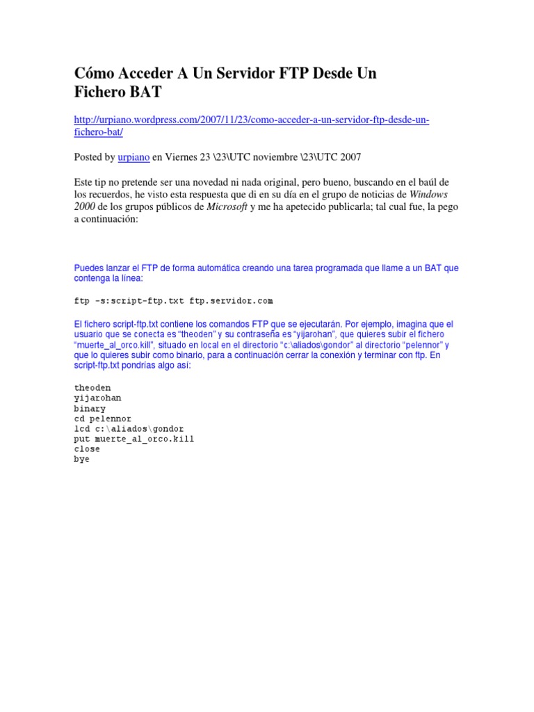Cómo Acceder A Un Servidor FTP Desde Un Fichero | PDF