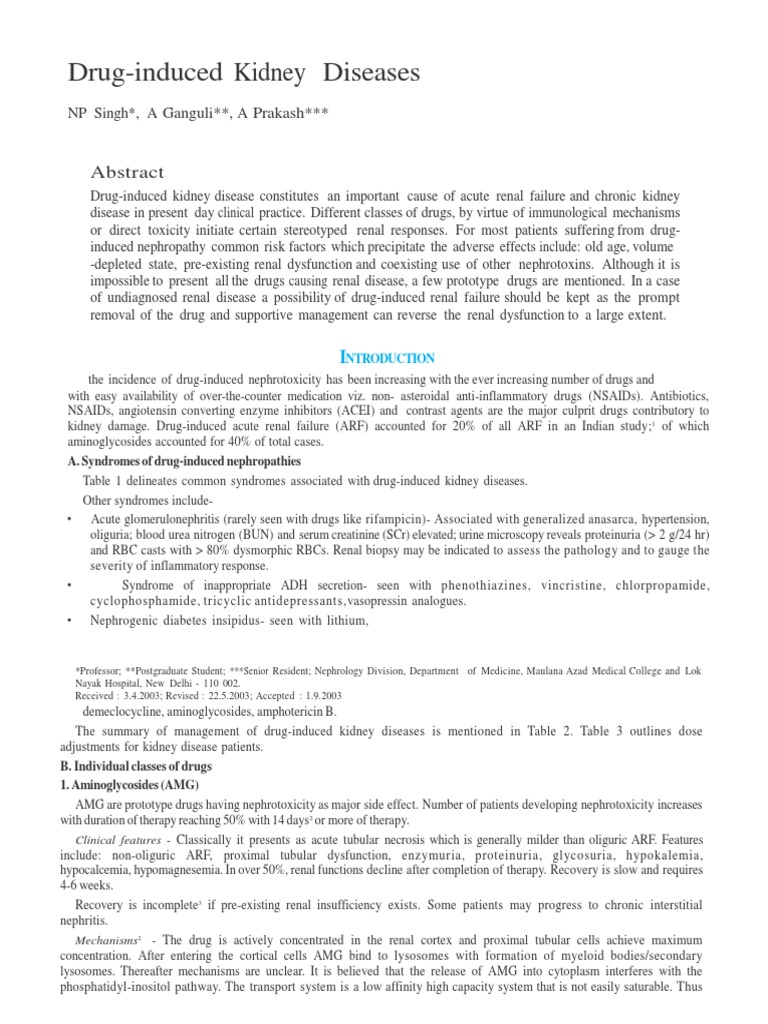 Drug Induced Kidney Desease | PDF | Renal Function | Kidney Disease