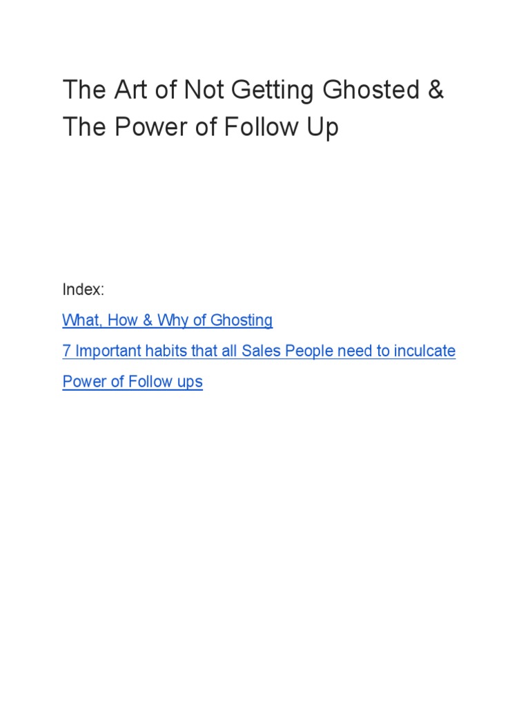 The Art of Not Getting Ghosted & The Power of Follow Up | PDF ...