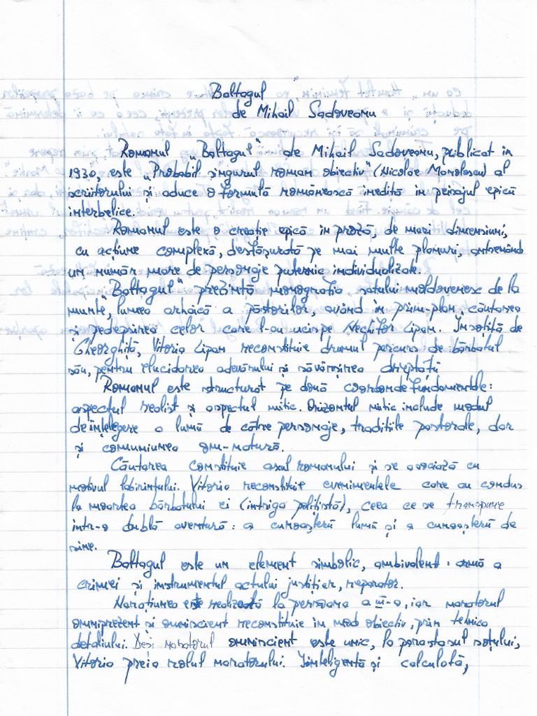 Eseu Baltagul de Mihail Sadoveanu | PDF
