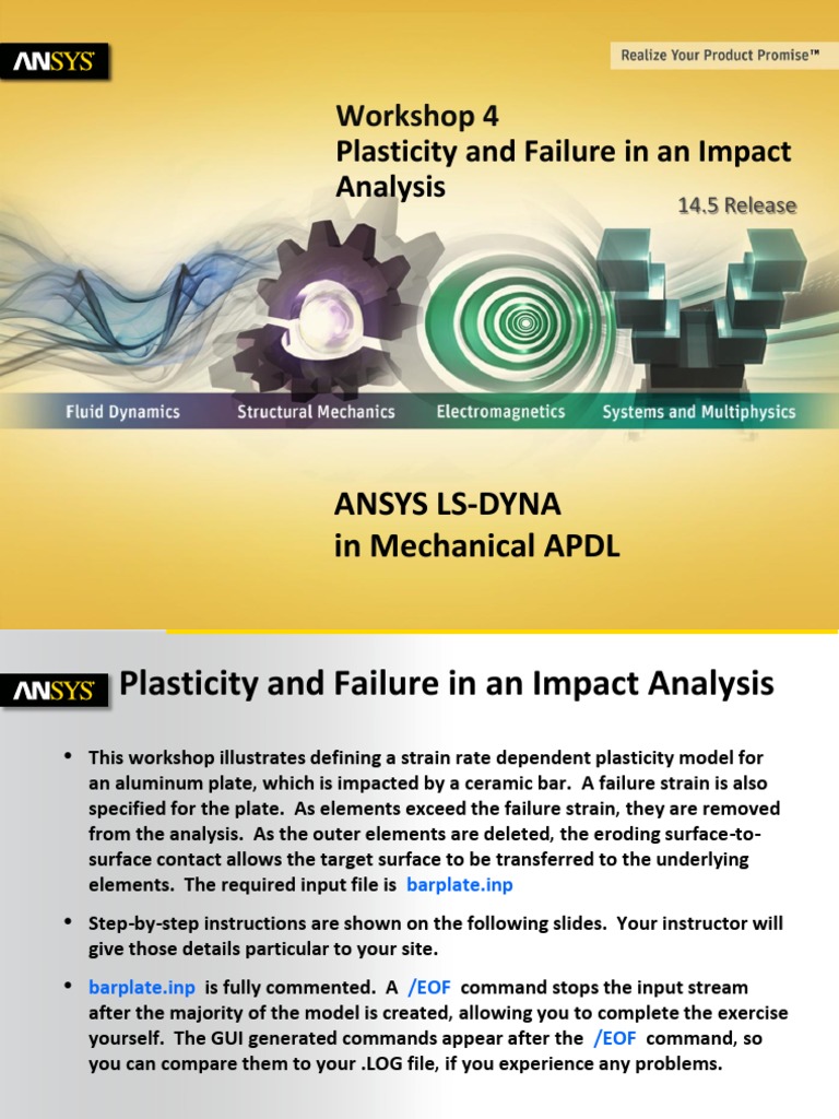 Ansys Ls-Dyna Mapdl 14.5 Ws04 Plasticity and Failure | PDF | Plasticity ...