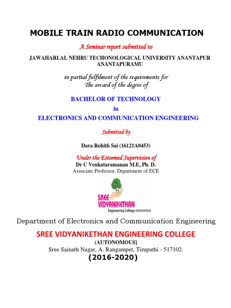 Mobile Train Radio Communication: in Partial Fulfilment of The ...