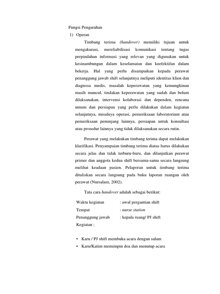 Panduan Handover dan Konferensi Perawat | PDF | Karier & Perkembangan