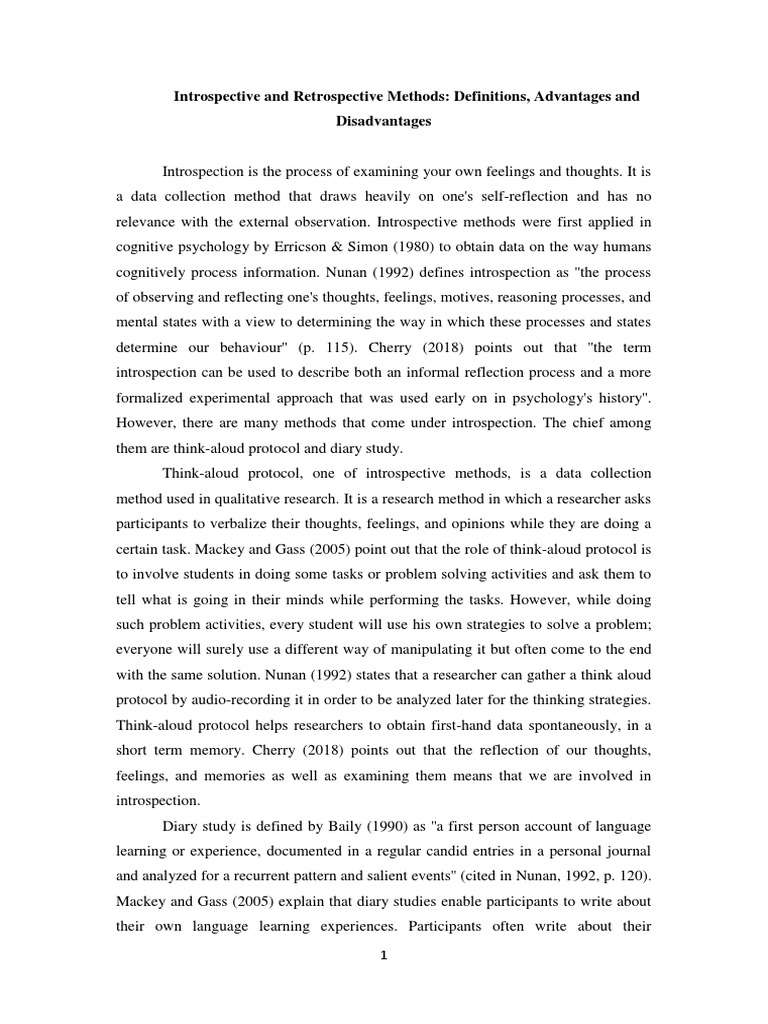 Introspection and Retrospection | PDF | Recall (Memory) | Scientific Method