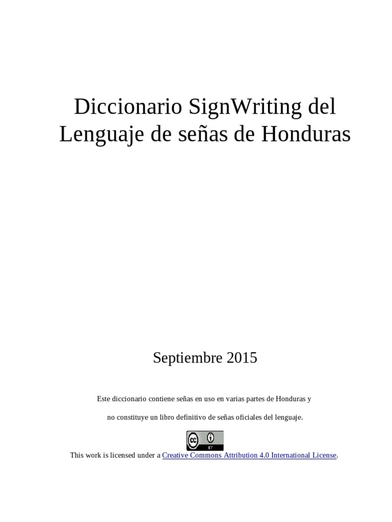 Diccionario SignWriting Honduras Septiembre 2015 PDF | PDF | Honduras ...