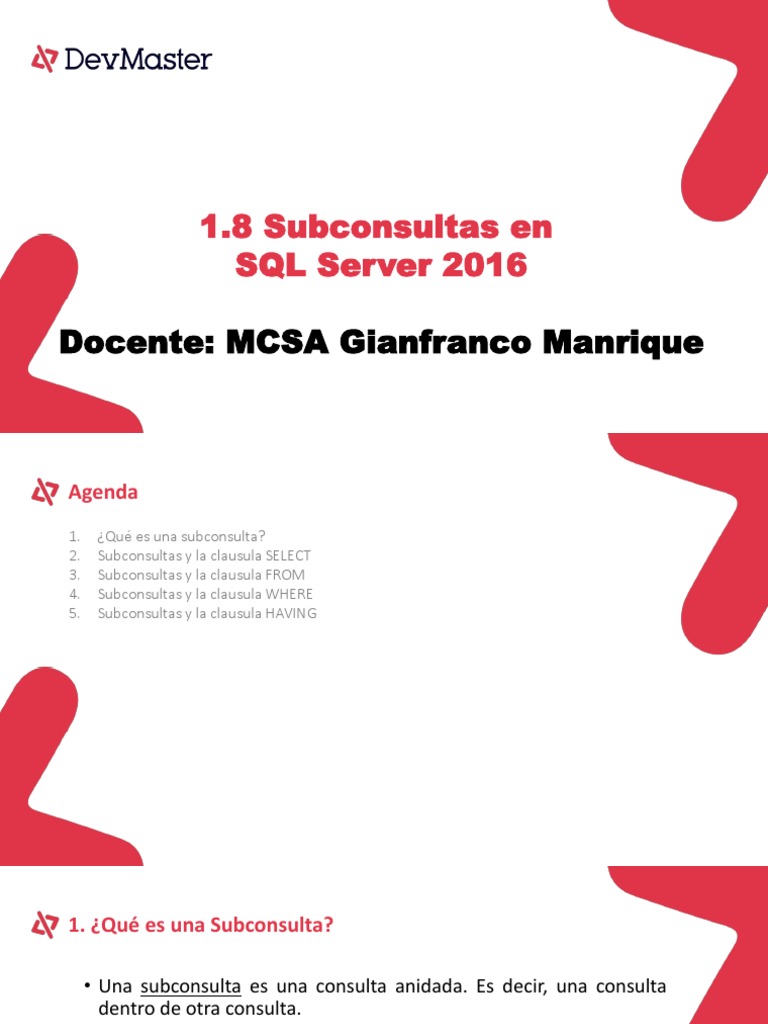 Subconsultas SQL Server | PDF | Servidor SQL de Microsoft | Gestión de datos