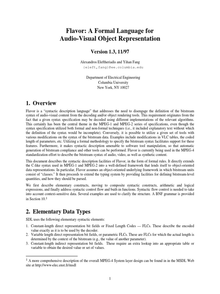 Flavor: A Formal Language For Audio-Visual Object Representation | PDF ...