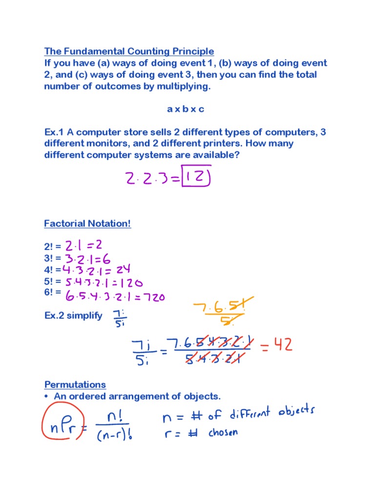 Counting Principles: Permutations & Combinations | PDF | Permutation | Probability