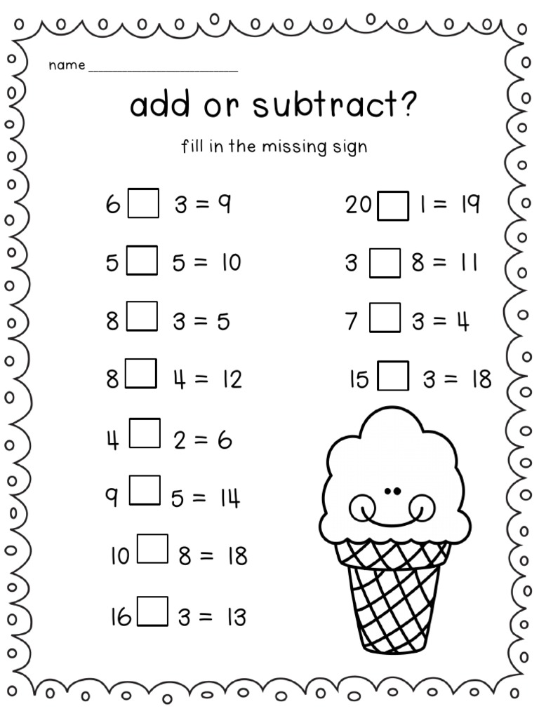 Add or Subtract - Ice Cream Freebie | PDF