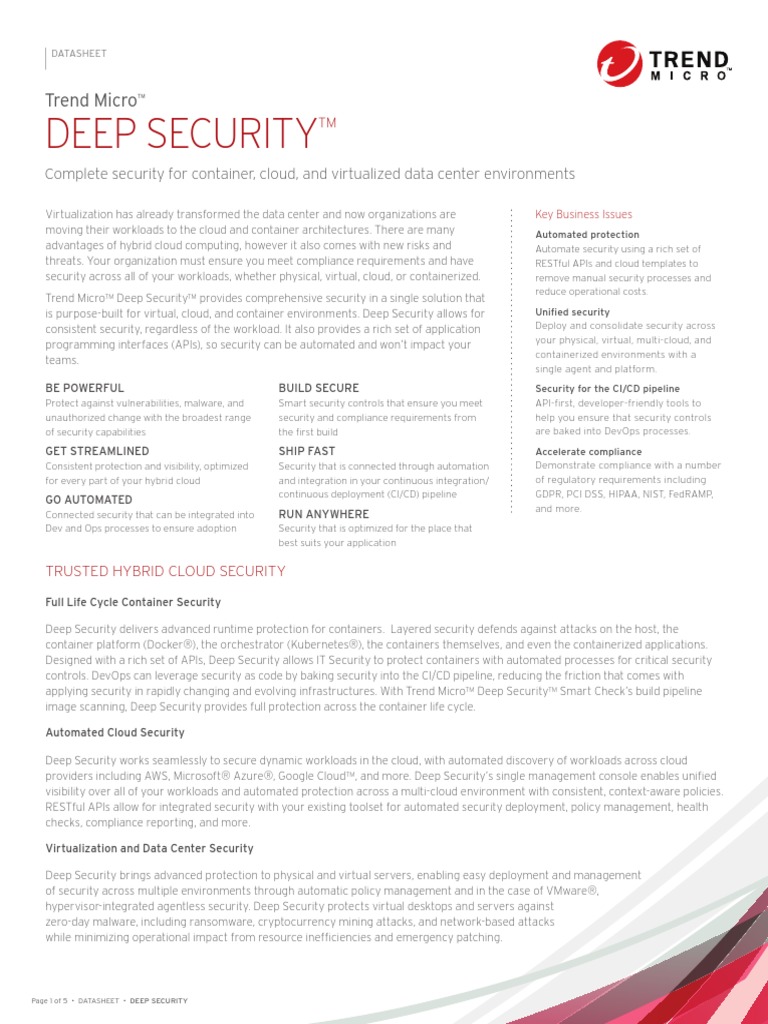 Deep Security Datasheet | PDF | Cloud Computing | Computer Security