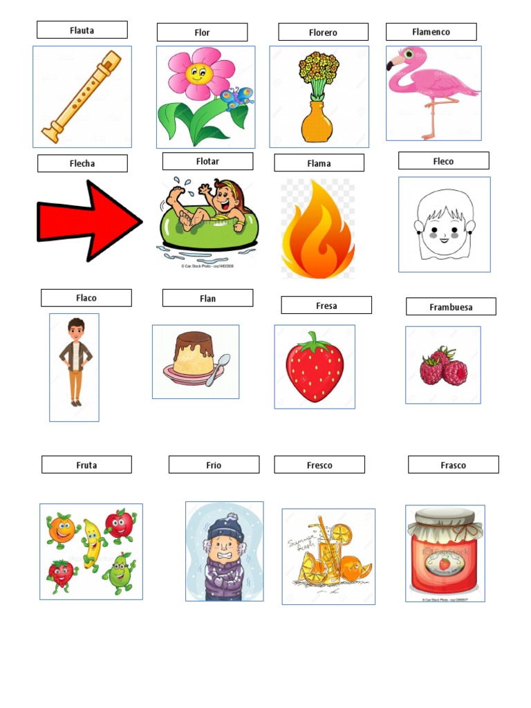 Palabras con fr y fl para niños | PDF