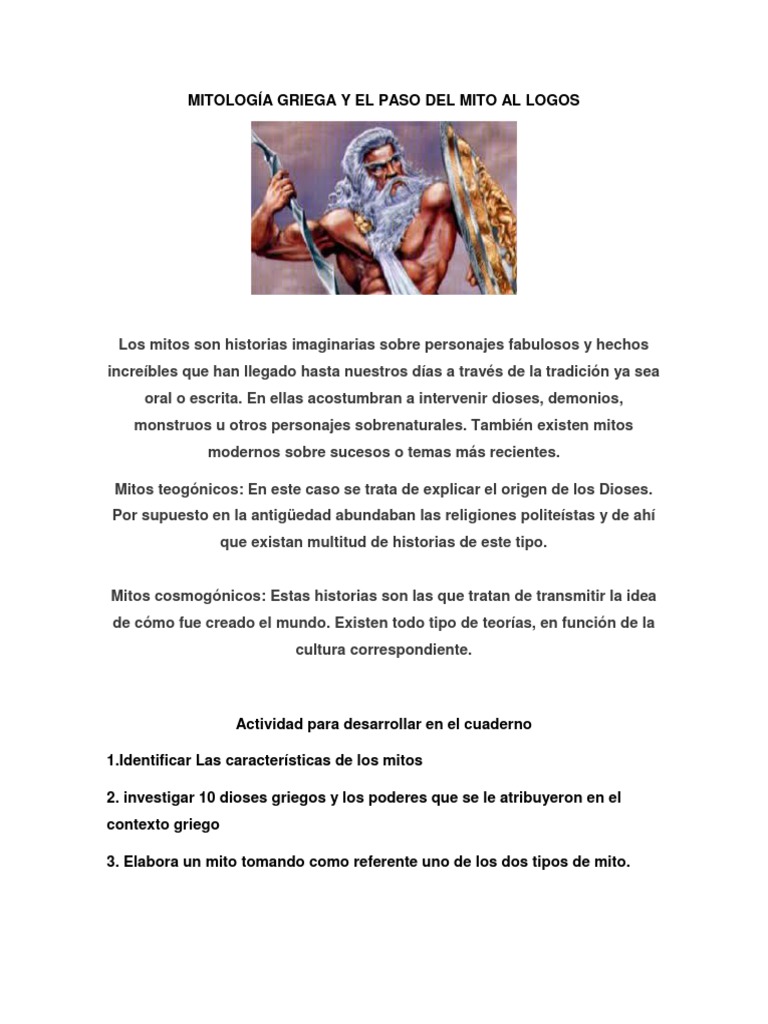 Mitología Griega y El Paso Del Mito Al Logos | PDF