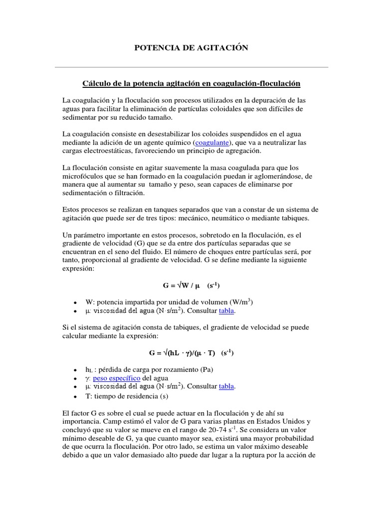 La Potencia de Agitación | PDF | Viscosidad | Coloide
