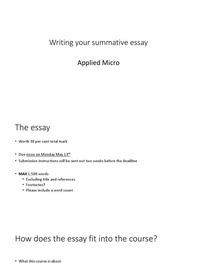 Writing Your Summative Essay: Applied Micro | PDF | Essays | Economics