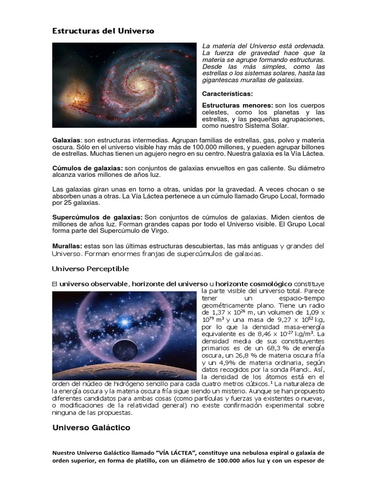 Estructuras del Universo: y grandes del Universo. Forman enormes ...