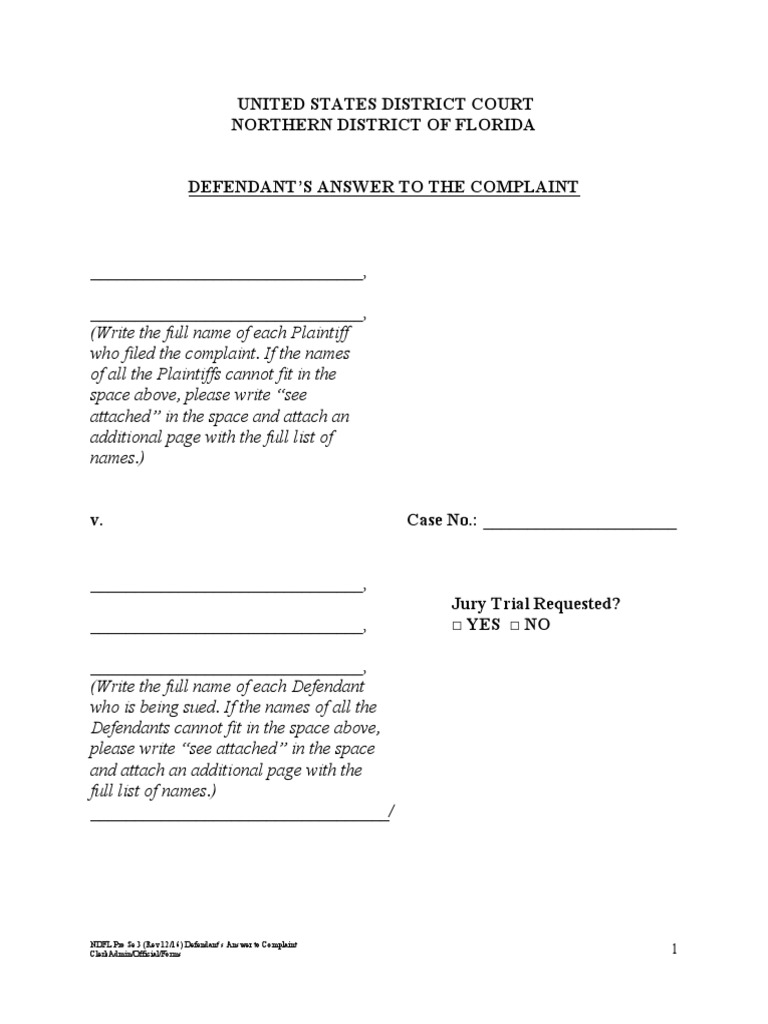 16 NDFL FINAL Pro Se 3 Answer Complaint December 13, 2016 | PDF ...