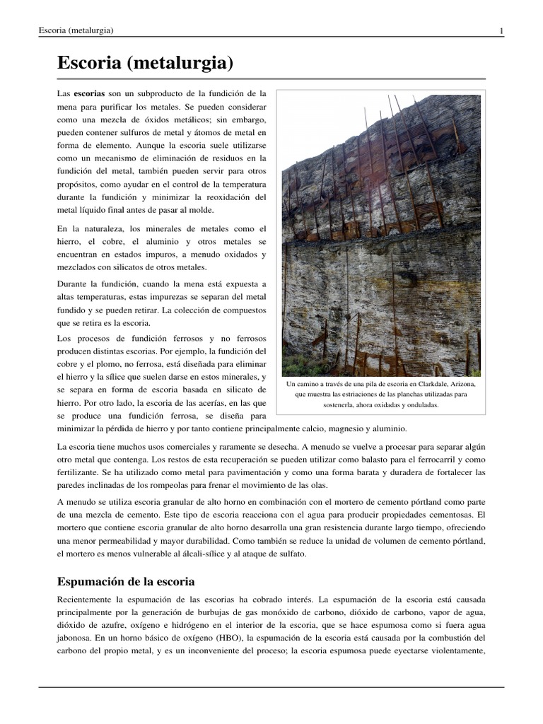 Escoria Metalurgia PDF | PDF | Elementos químicos | Sustancias químicas