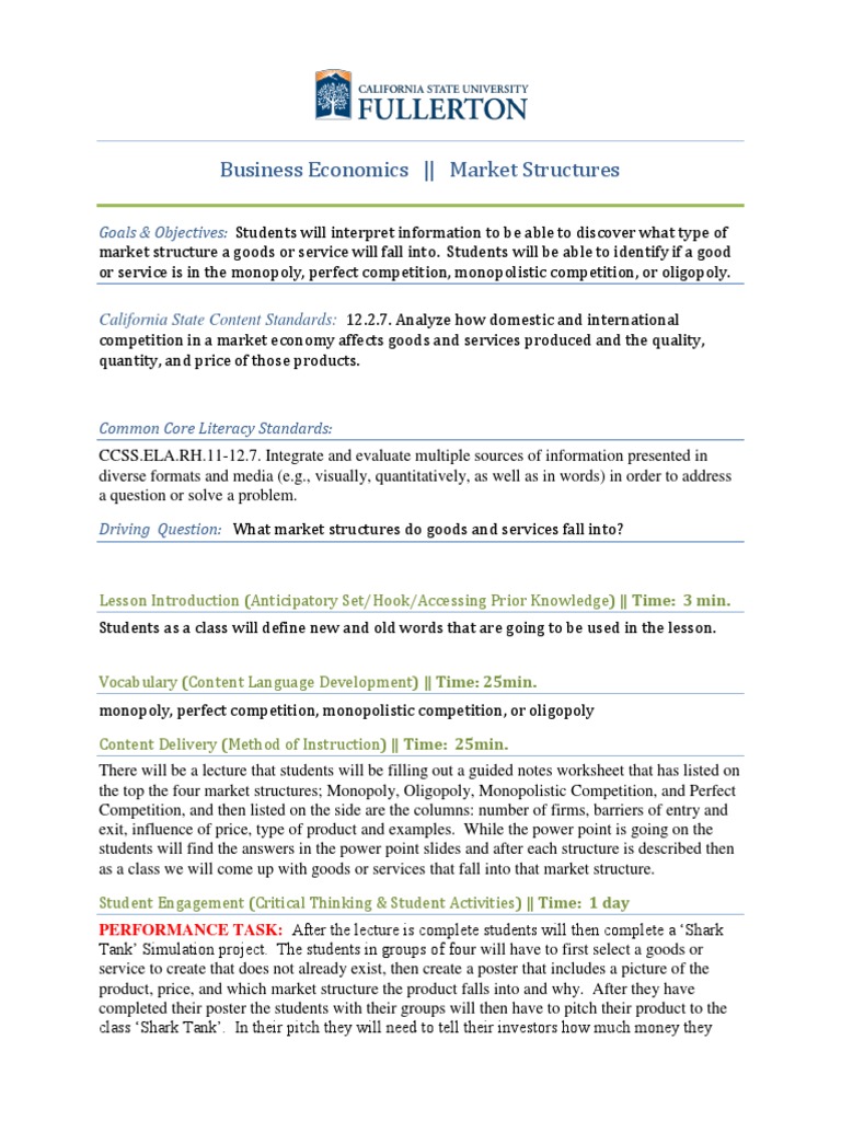 Oligopoly Market Structure Poster Project | PDF | Monopoly | Oligopoly
