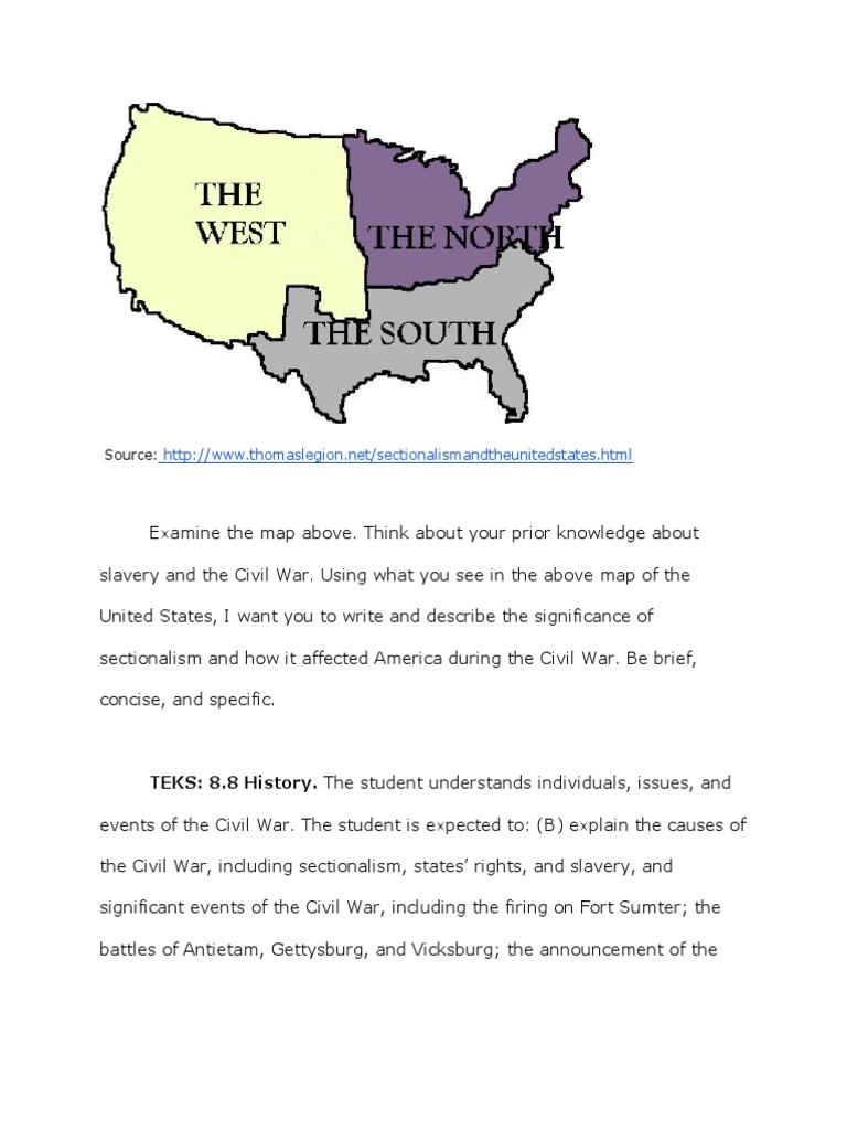 Sectionalism's Role in the Civil War | PDF