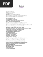 Ed Sheeran - Perfect Lyrics | PDF | Recorded Music