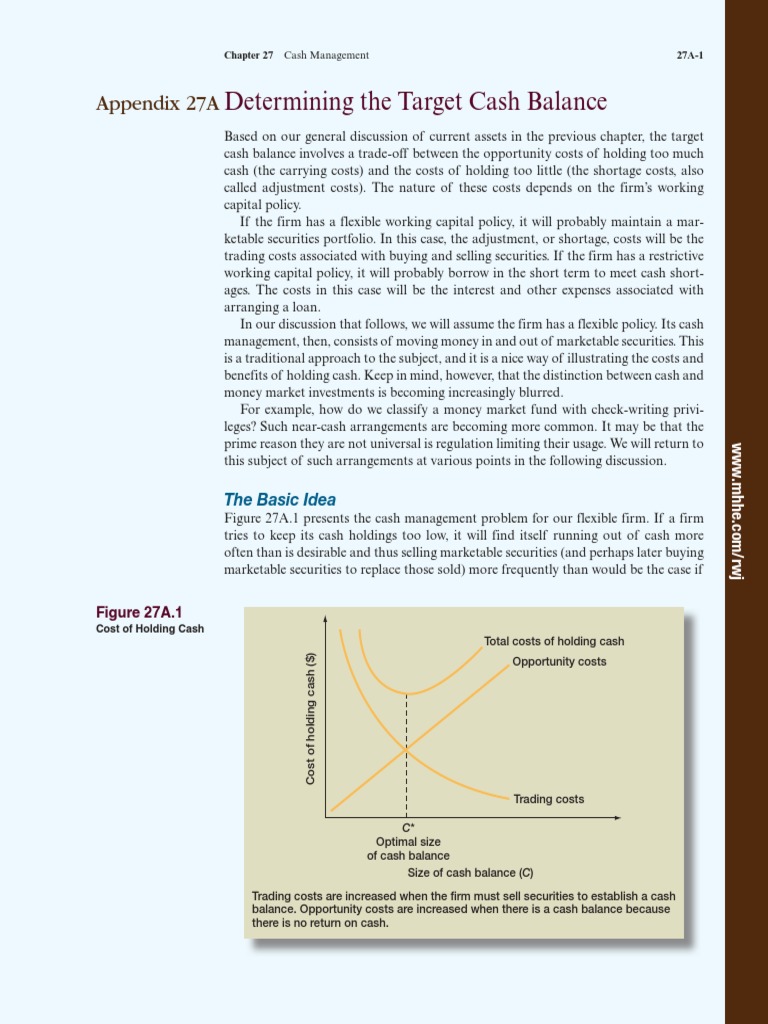 Determining The Target Cash Balance: Appendix 27A | PDF | Interest ...