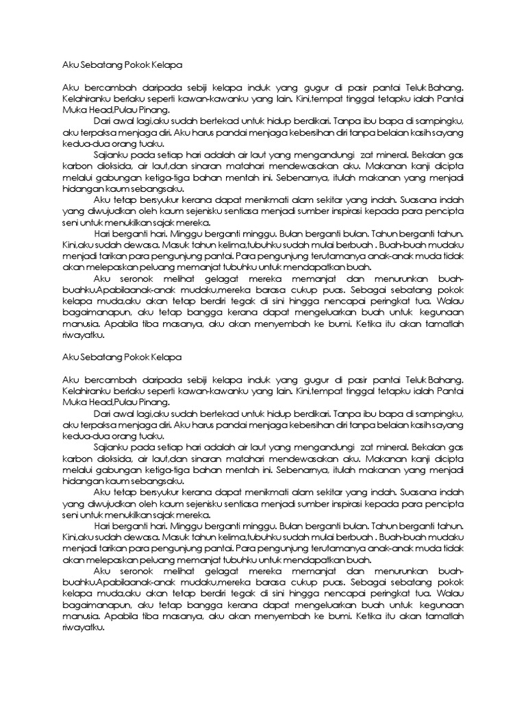 Aku Sebatang Pokok Kelapa | PDF | Perjalanan | Griya & Taman