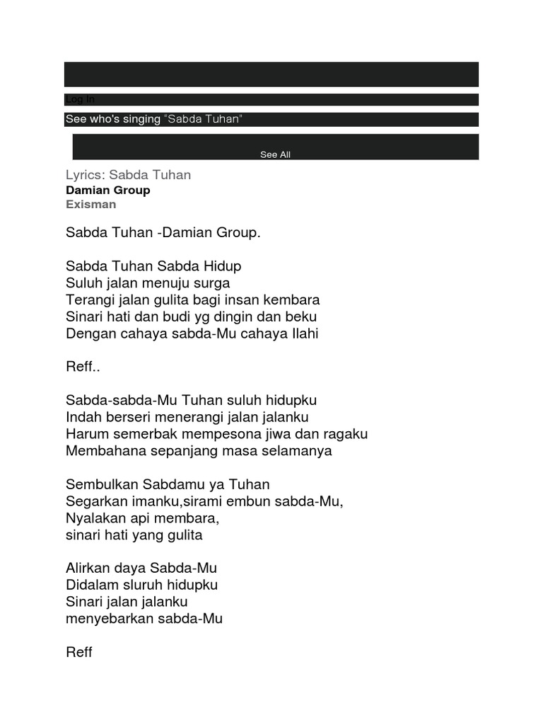 Lirik Lagu Sabda Tuhan | PDF