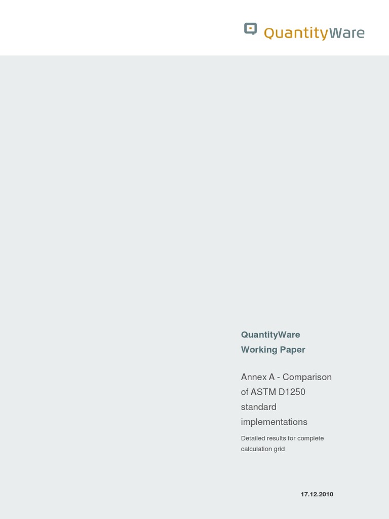 Quantityware Working Paper: Annex A - Comparison of Astm D1250 Standard Implementations | PDF ...