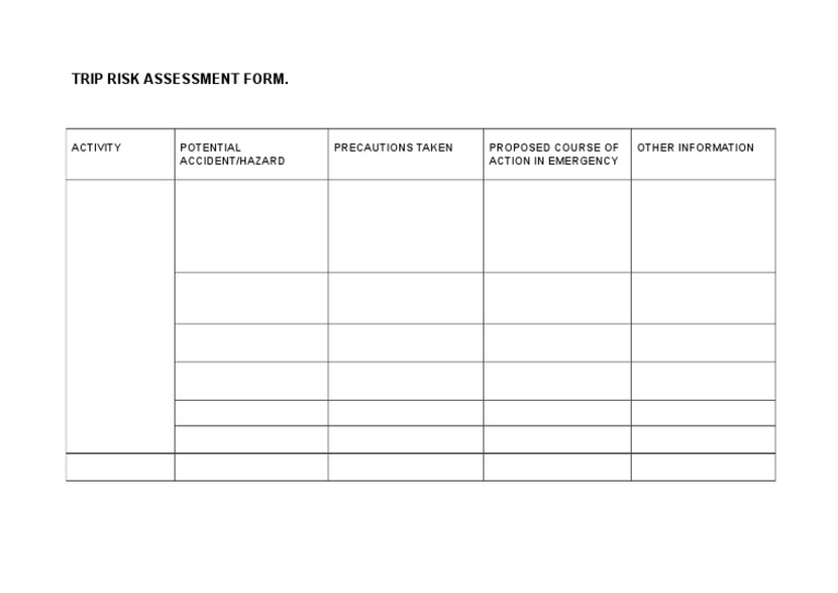 Trip Risk Assessment Form | PDF