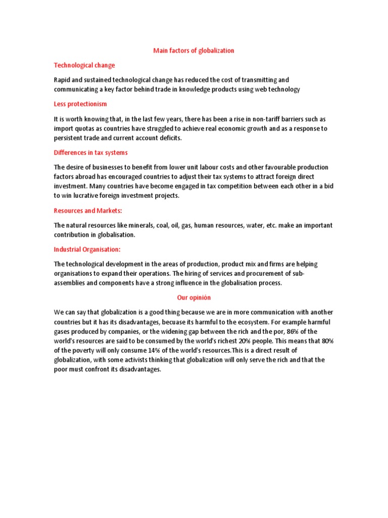 Main Factors of Globalization | PDF