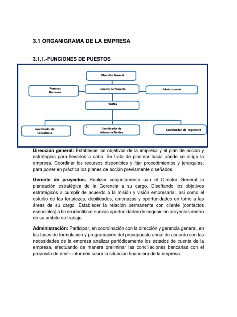 Organigrama y Funciones Empresariales | PDF | Planificación | Presupuesto