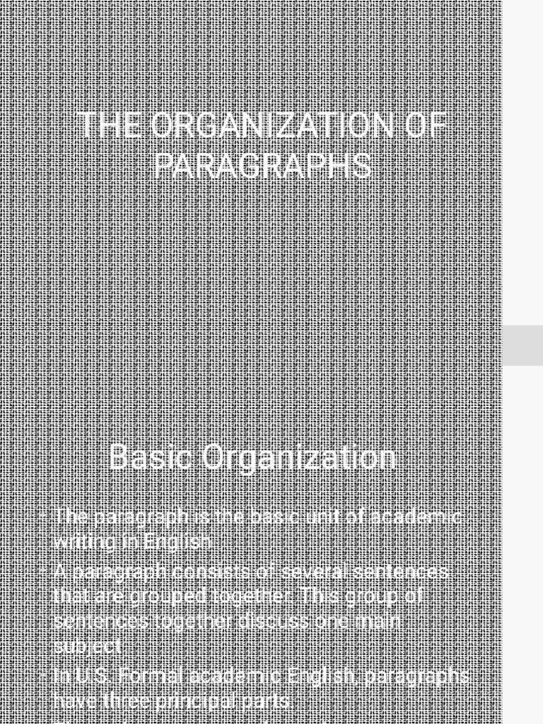 The Organization of Paragraphs PDF | PDF | Paragraph